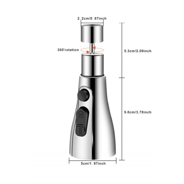 Струйник за чешма Rosberg R57101B, 14.9см., хромиран